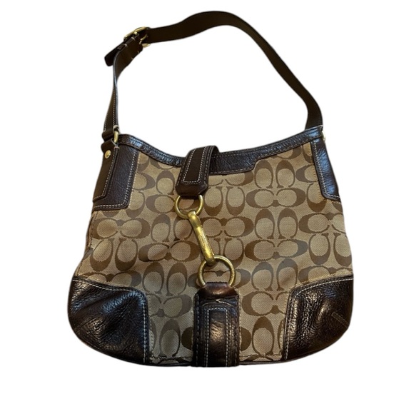 Coach | Bags | Coach Hampton Vintage Brown Signature Leather Hobo ...
